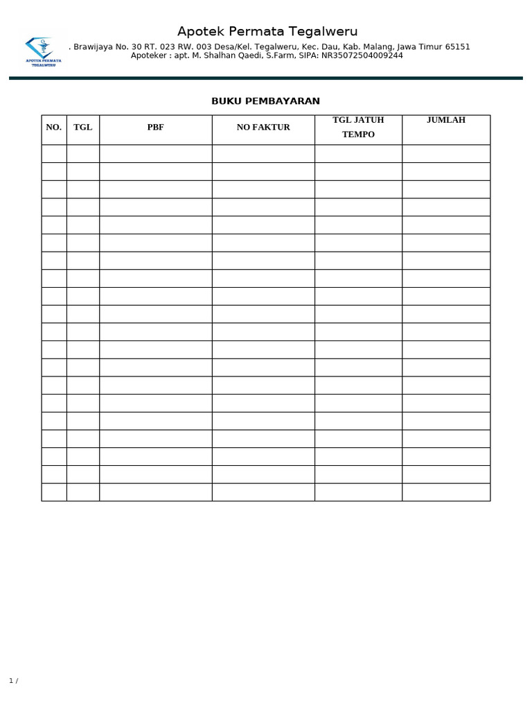 Buku Pembayaran | PDF