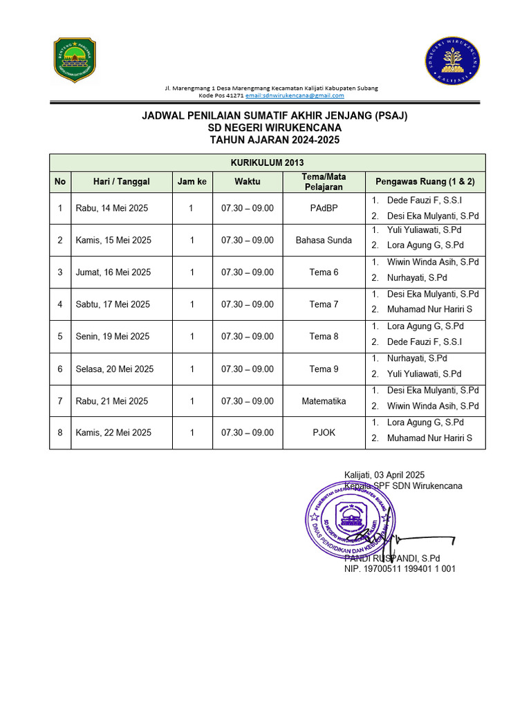 Jadwal PSAJ 2025 | PDF