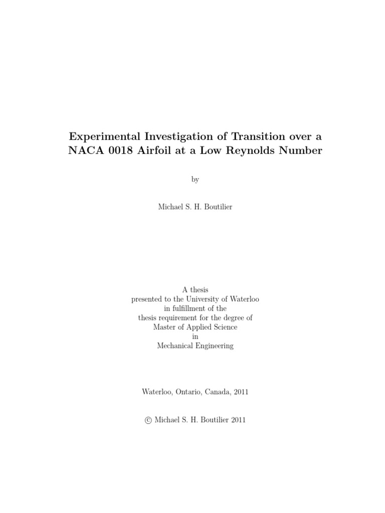 Boutilier Michael | PDF | Reynolds Number | Airfoil
