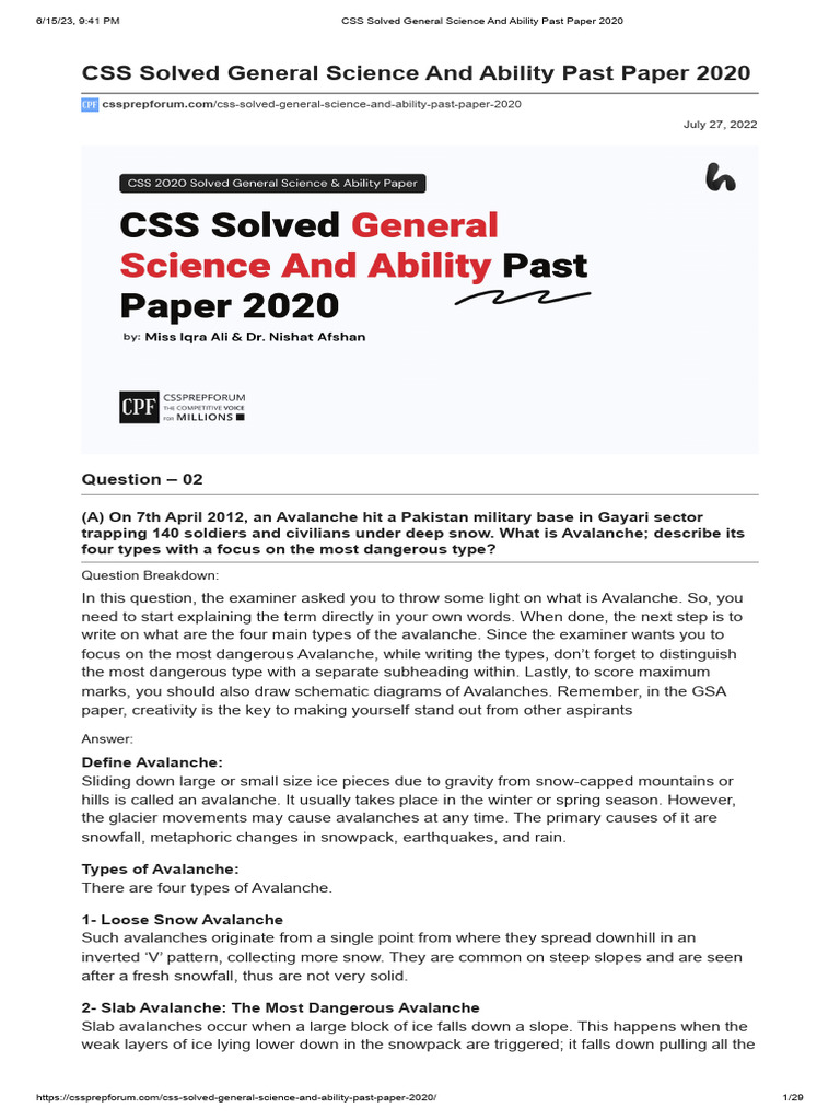 CSS Solved General Science and Ability Past Paper 2020 | PDF ...