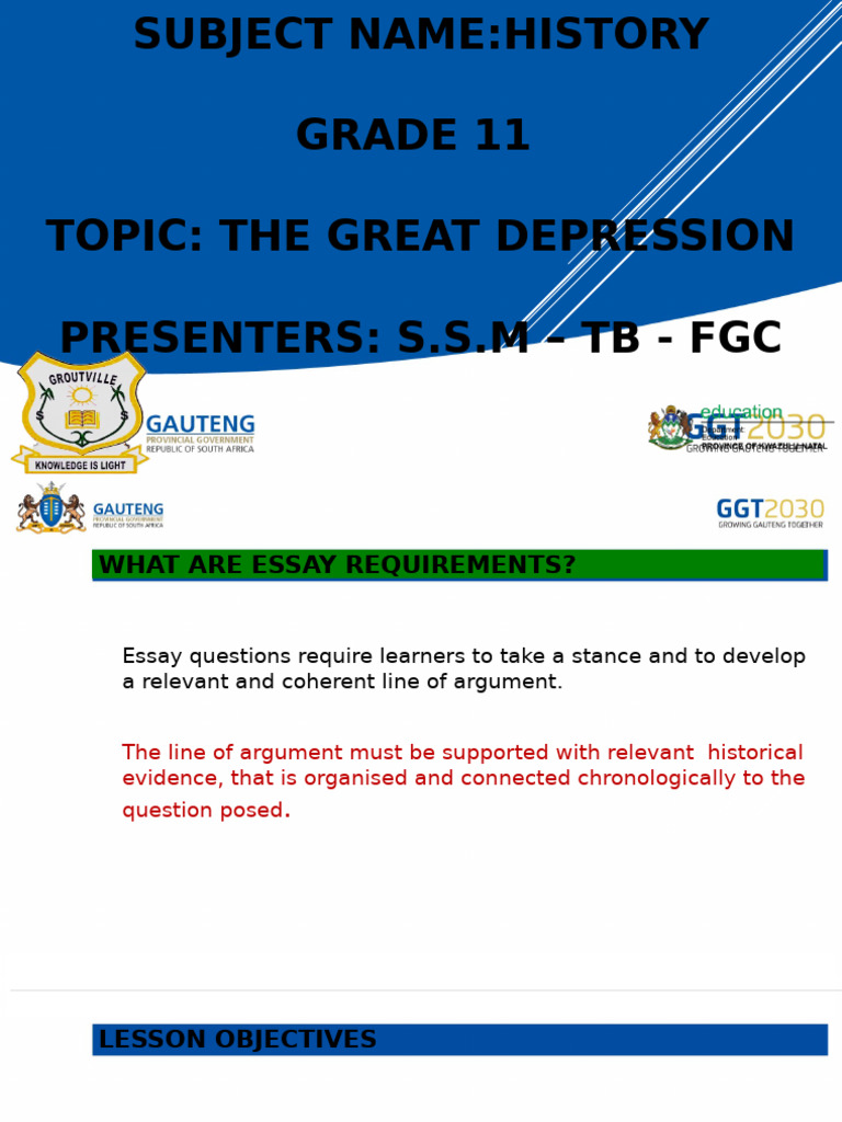 Great Depression Essay Guidelines | PDF | Vietnam War | Viet Cong