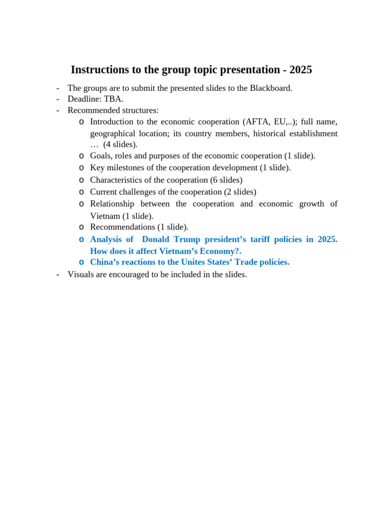 Instructions To The Topic Presentation 2025 | PDF