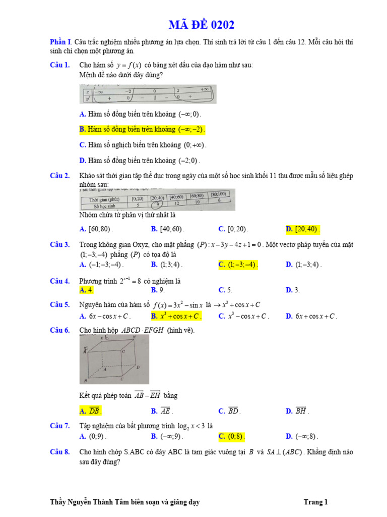 ĐÁP-ÁN-ĐỀ-SỞ-ĐĂK-LĂK-2025-MÃ-ĐỀ-0202 | PDF