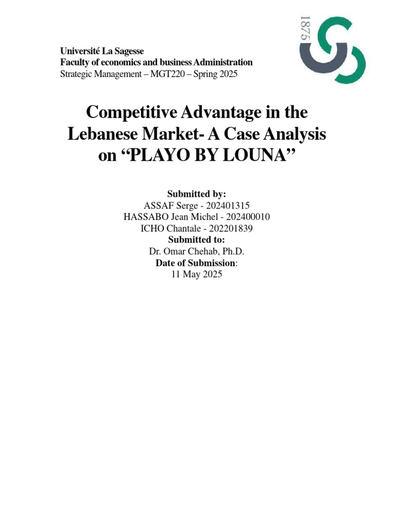 Competitive Advantage _SERGE ASSAF_JEAN MICHEL HASSABO_CHANTALE ICHO ...
