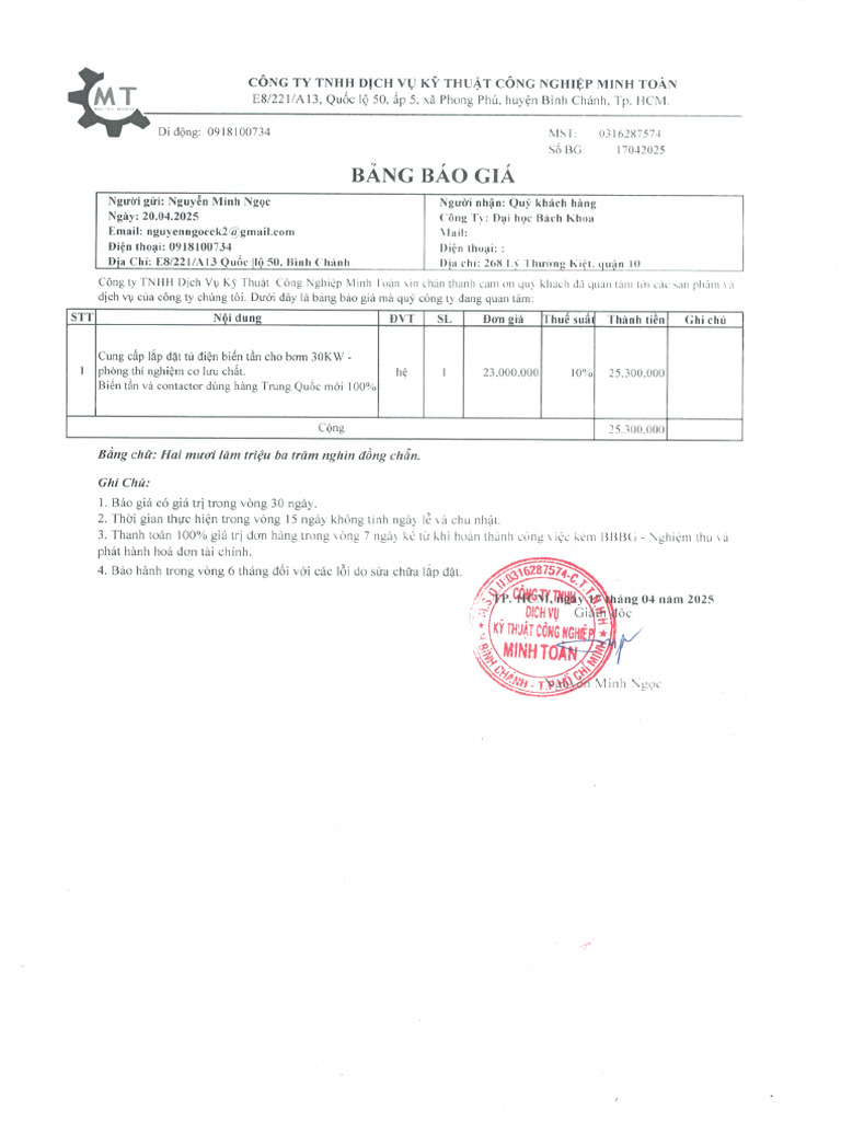 BG - 20042025 - DHBK - Sua Chua Bom - Bien Tan | PDF