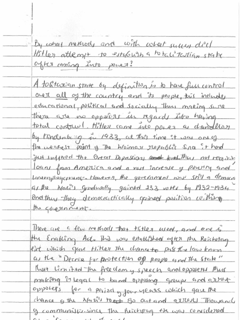 Paper 2 Hitler Establish Totalitarian State | PDF