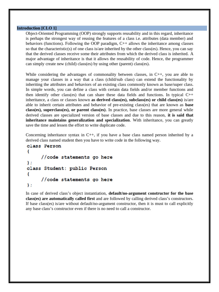 Lab Manual 07 - Inheritance and Its Types | PDF | Inheritance (Object Oriented Programming ...