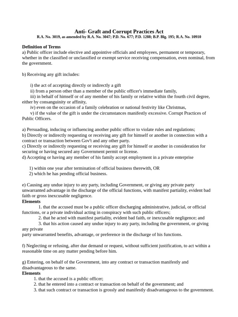 Anti-Graft and Corrupt Practices Act | PDF | Statute Of Limitations | Reasonable Doubt