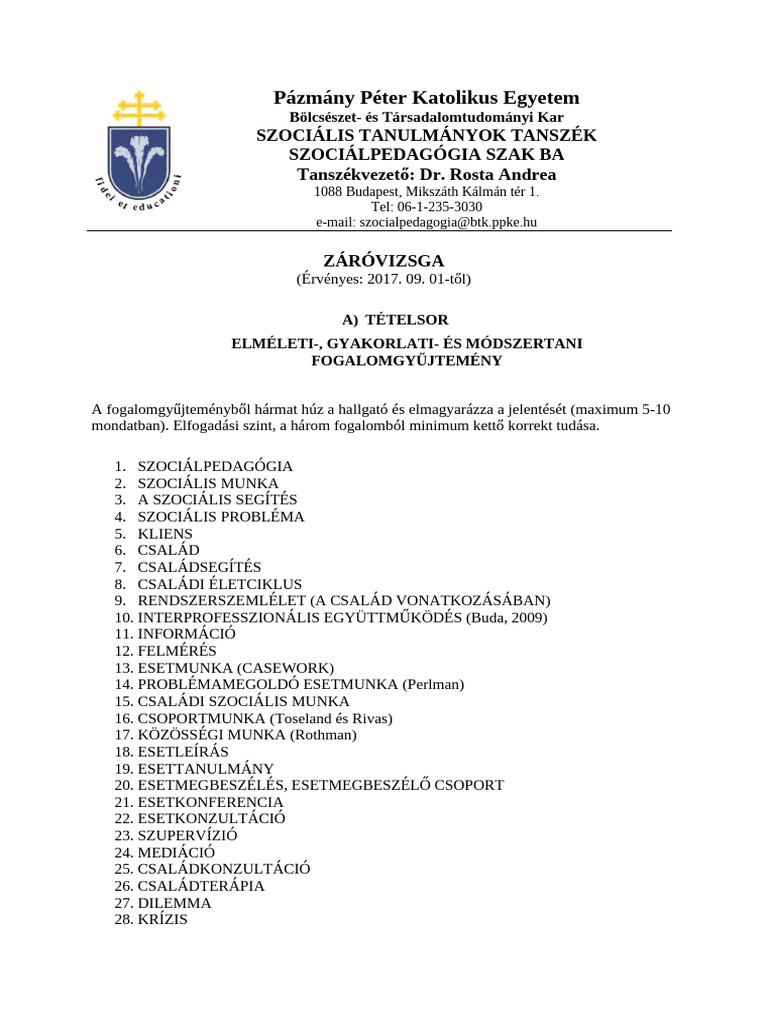 Szocped.-üllamvizsga-A-t-ętelek-Fogalmak-Hallgat-i-1 | PDF