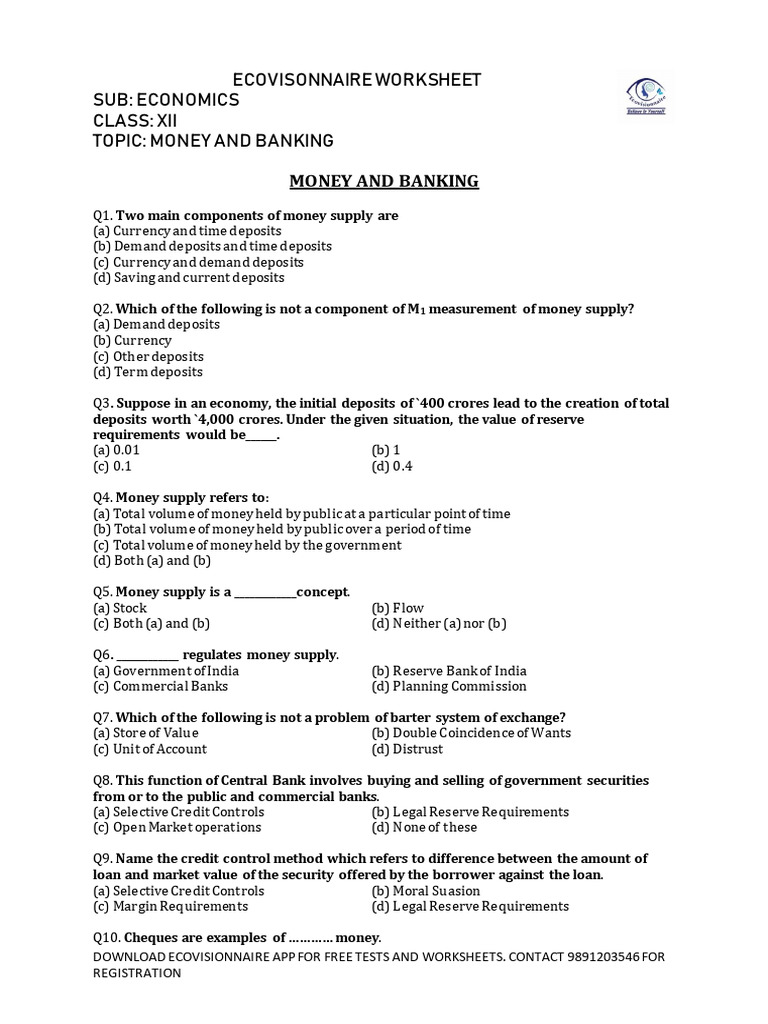 MONEY AND BANKING MCQs 2025 | PDF | Money | Reserve Bank Of India