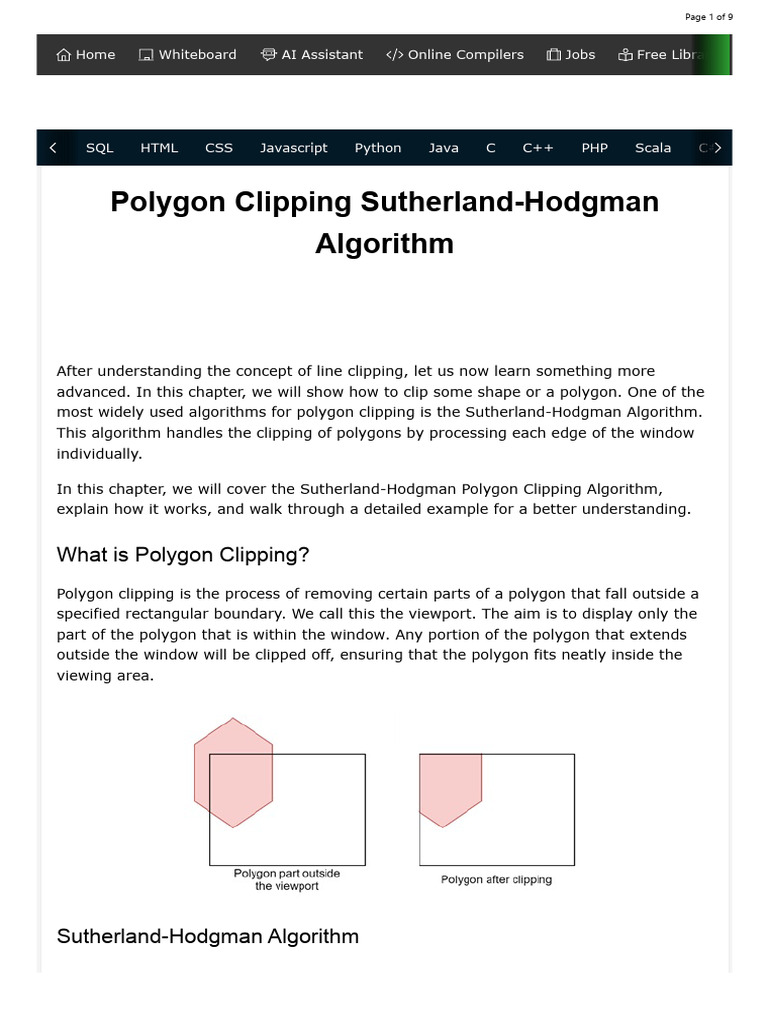 Sutherland-Hodgman Algorithm | PDF | Computer Programming | Computing