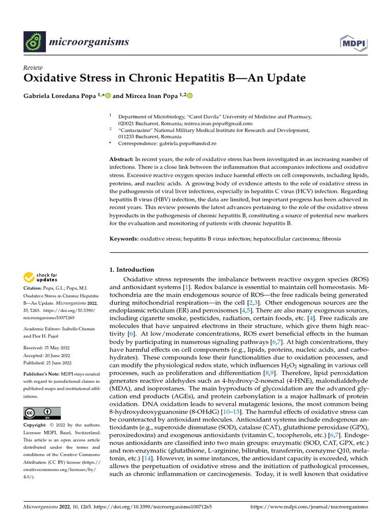 2022_HBV_microorganisms-10-01265-v2 | PDF | Reactive Oxygen Species | Hepatitis B