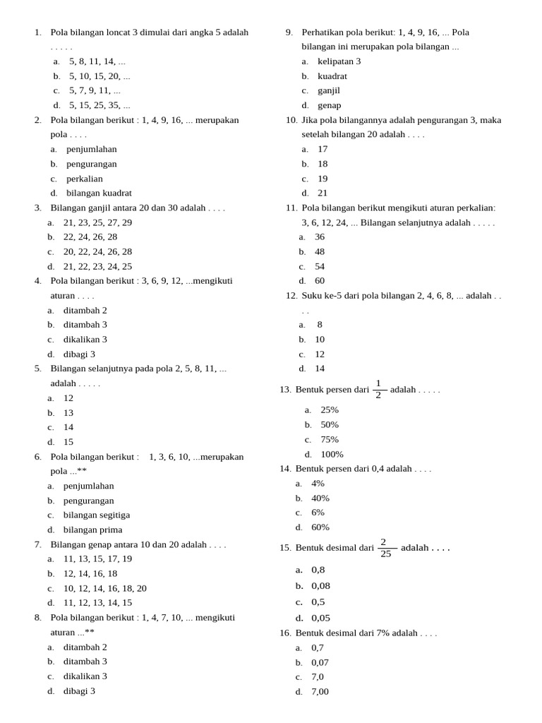 Les Kls 4 Pecahan + Pola Bilangan 4 | PDF