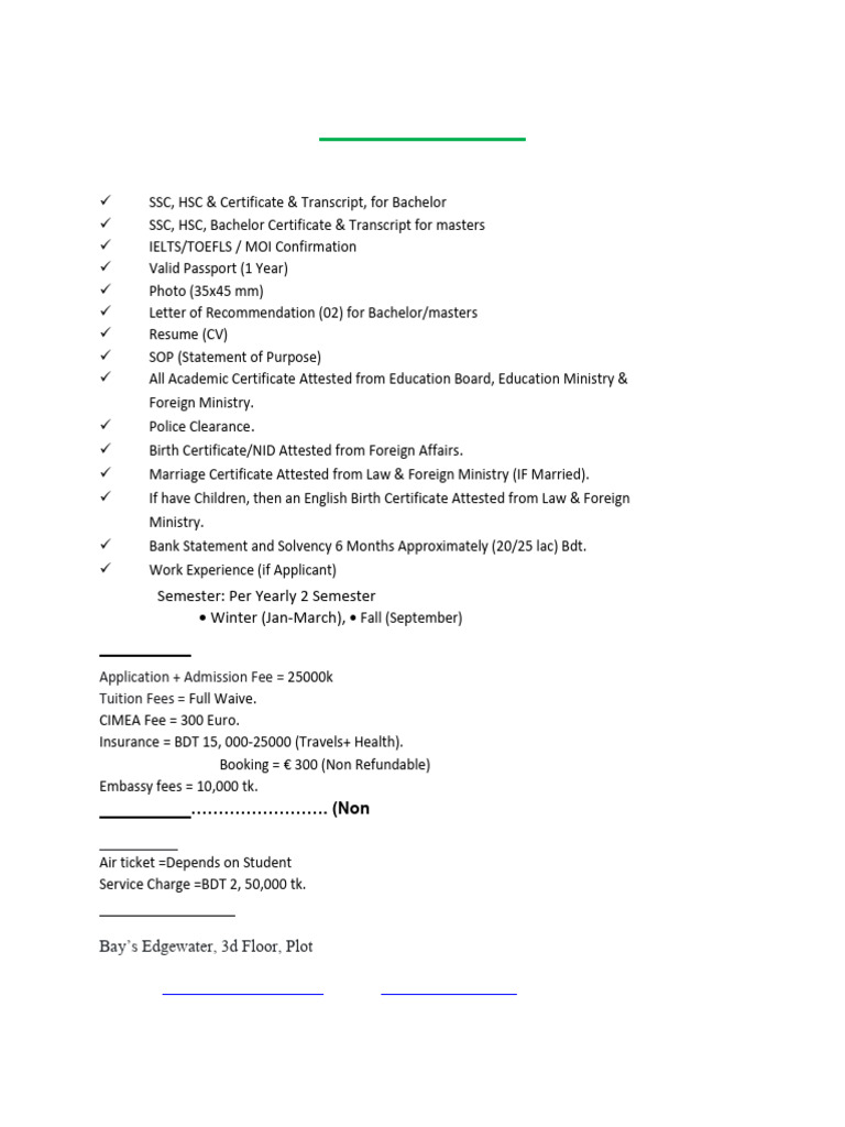 Italy Students Requirment | PDF