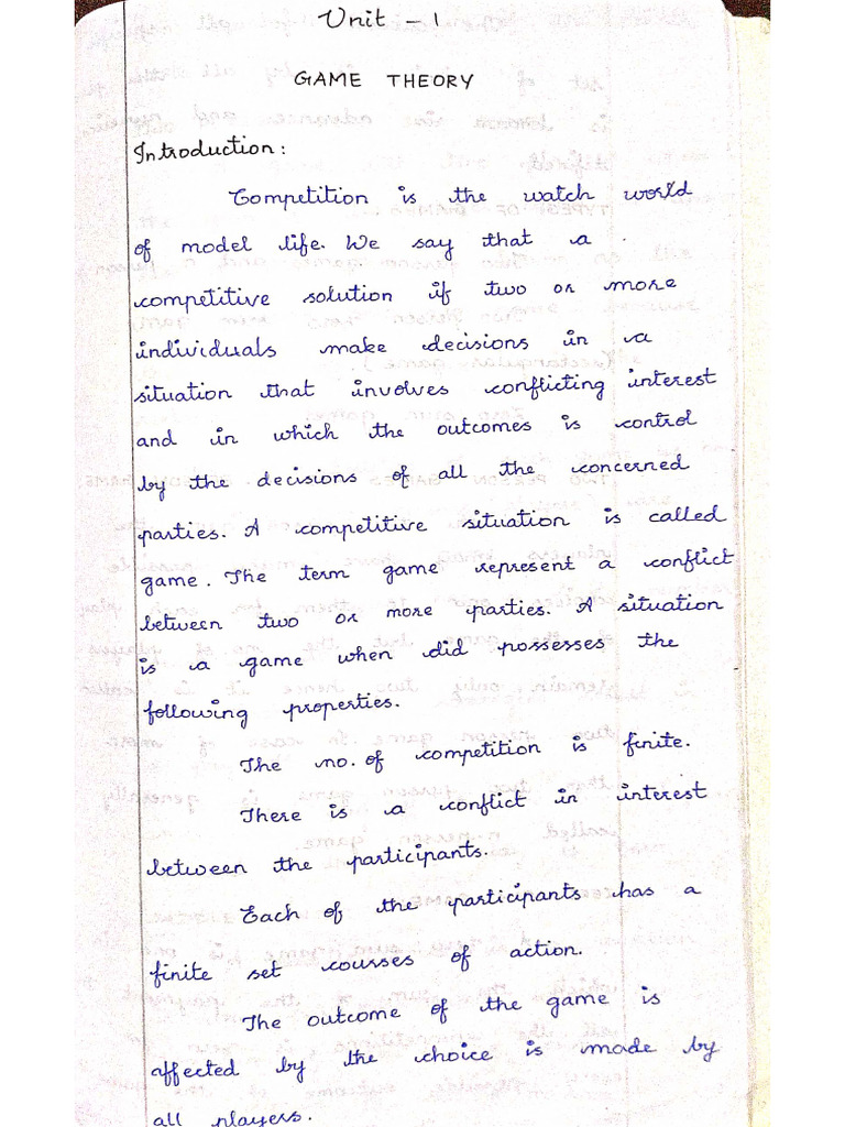 Unit 1 - Game Theory | PDF