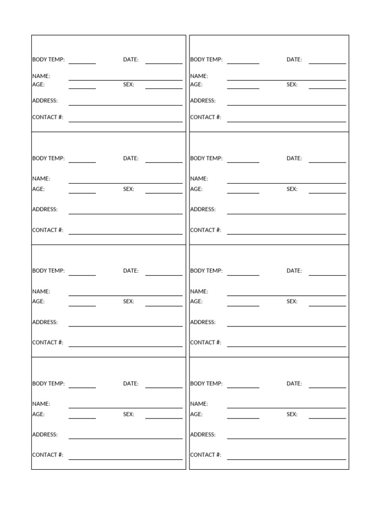 Body Temperature Log Template | PDF