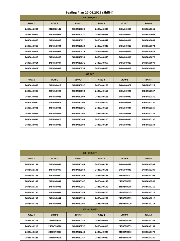 Seating Plan for VIB Events 2025 | PDF