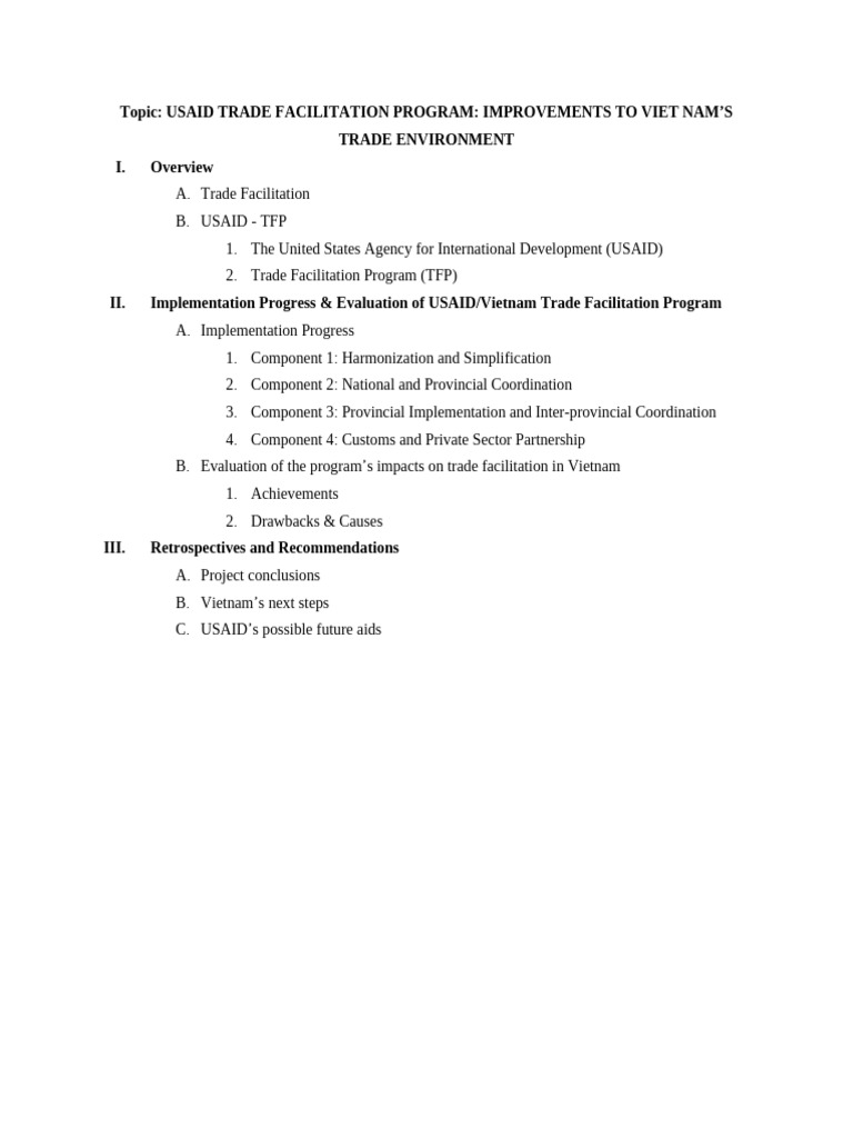 Group 1 Outline Trade Facilitation | PDF