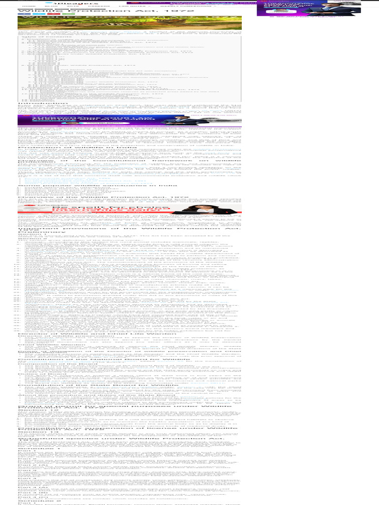 Wildlife Protection Act, 1972 - IPleaders | PDF | Hunting