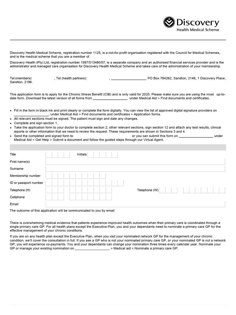 Chronic Illness Benefit Application Form | PDF | Hypothyroidism ...