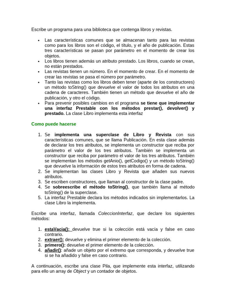 Ejercicios Interfaces | PDF | Constructor (Programación Orientada a Objetos) | Programación