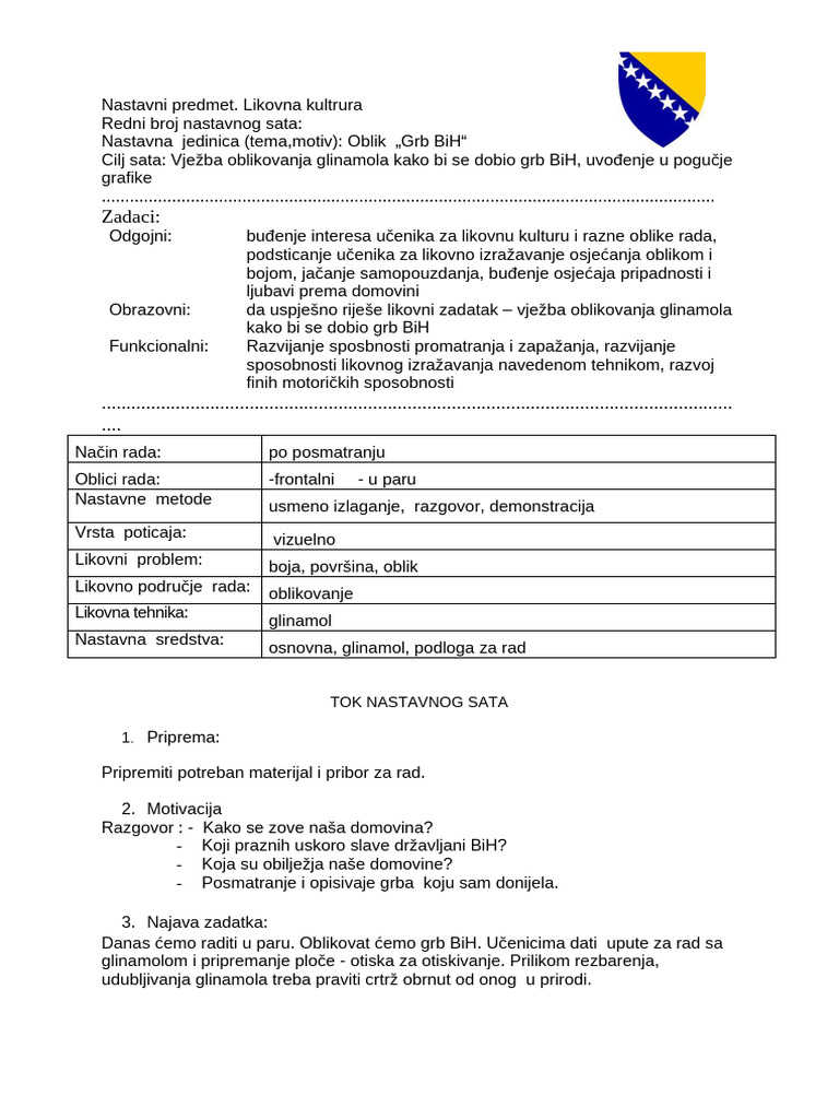 Plasticno-Prostorno Oblikovanje - Oblik GRB BiH | PDF