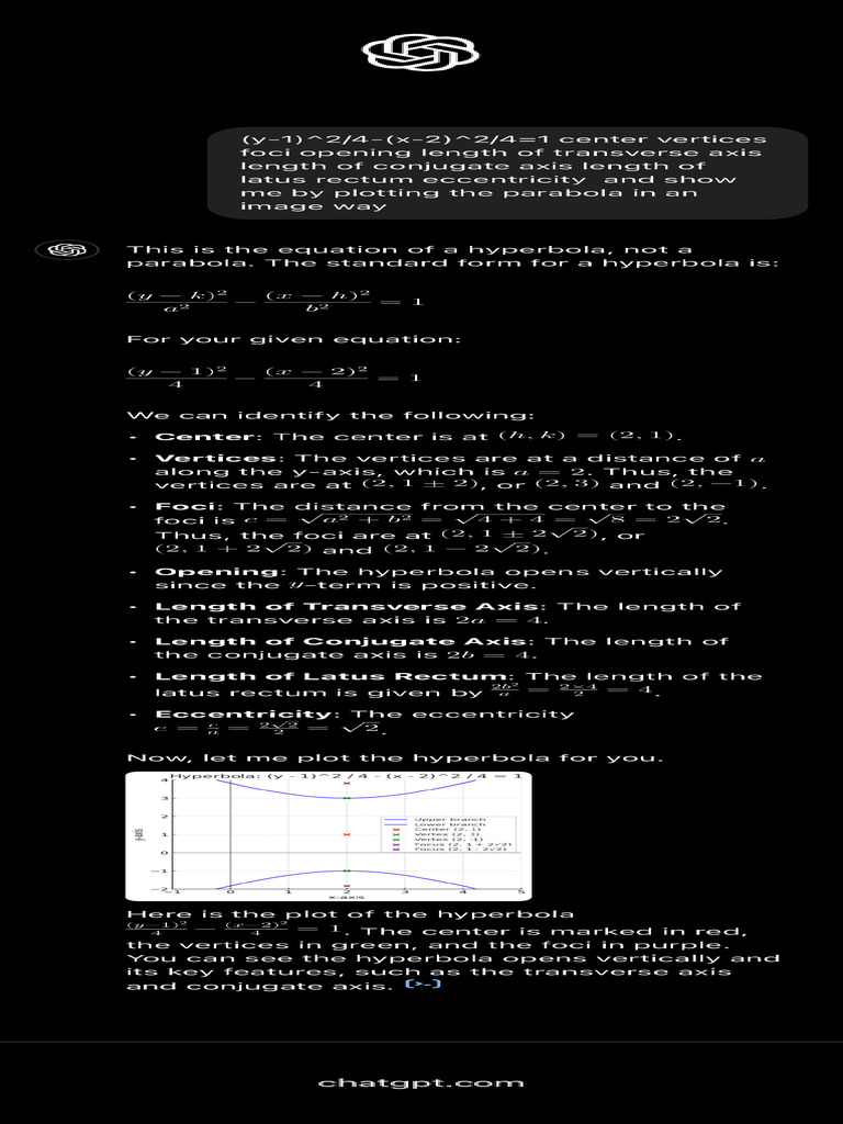 Hyperbola Features and Plot | PDF
