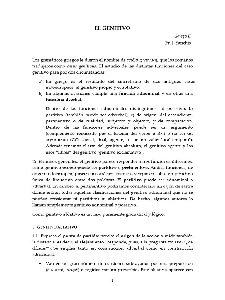 El Genitivo | PDF | Adjetivo | Gramática