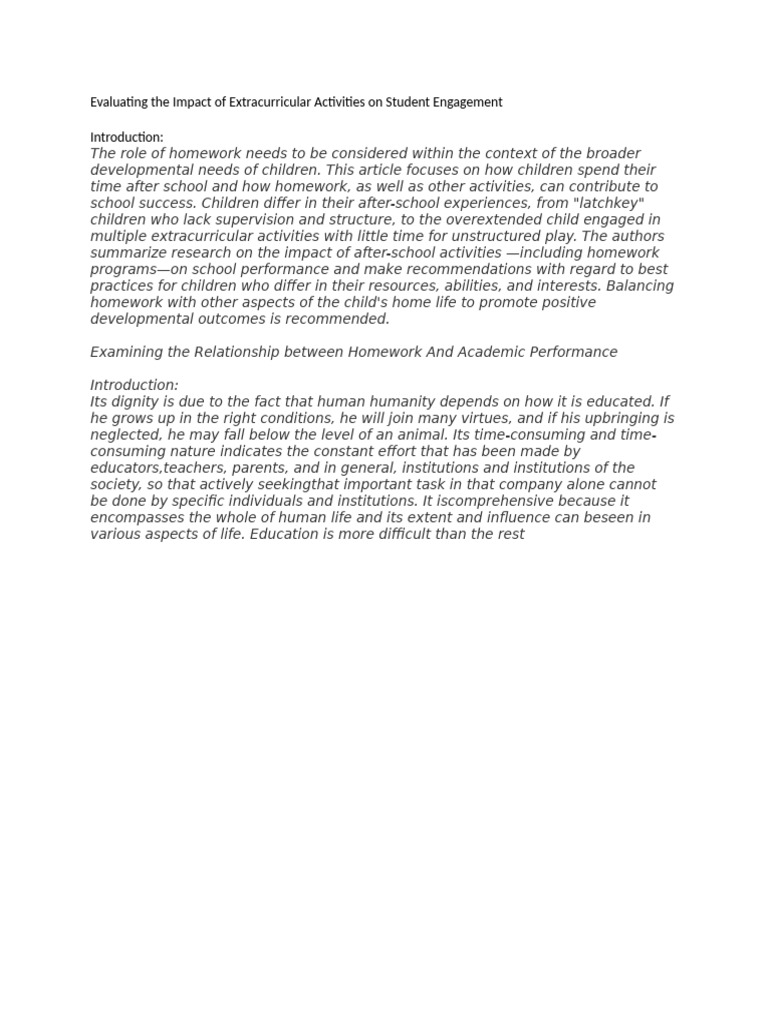 Evaluating The Impact of Extracurricular Activities On Student ...