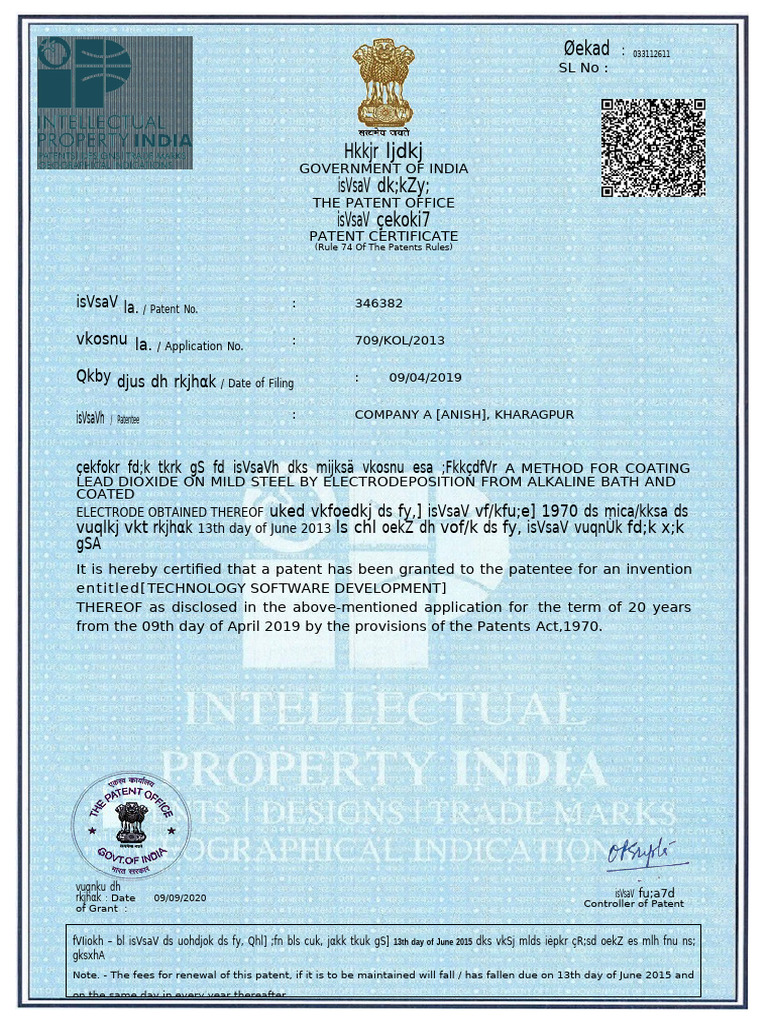 Patent Certificate | PDF