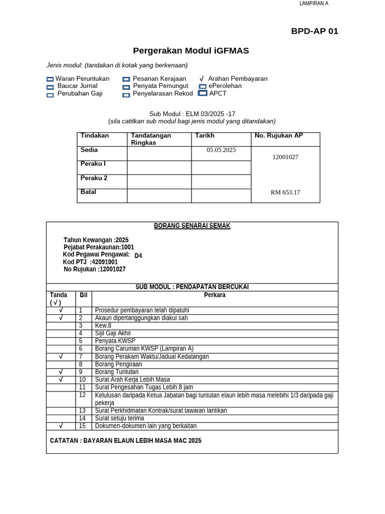 BPD - AP01 PERGERAKAN MODUL iGFMAS-OT | PDF