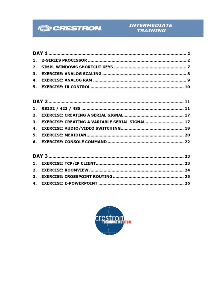 Crestron Intermediate Training | PDF | Computer Networking | Computer ...