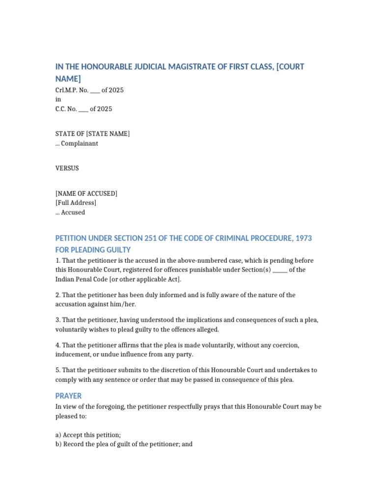 Petition For Pleading Guilty | PDF