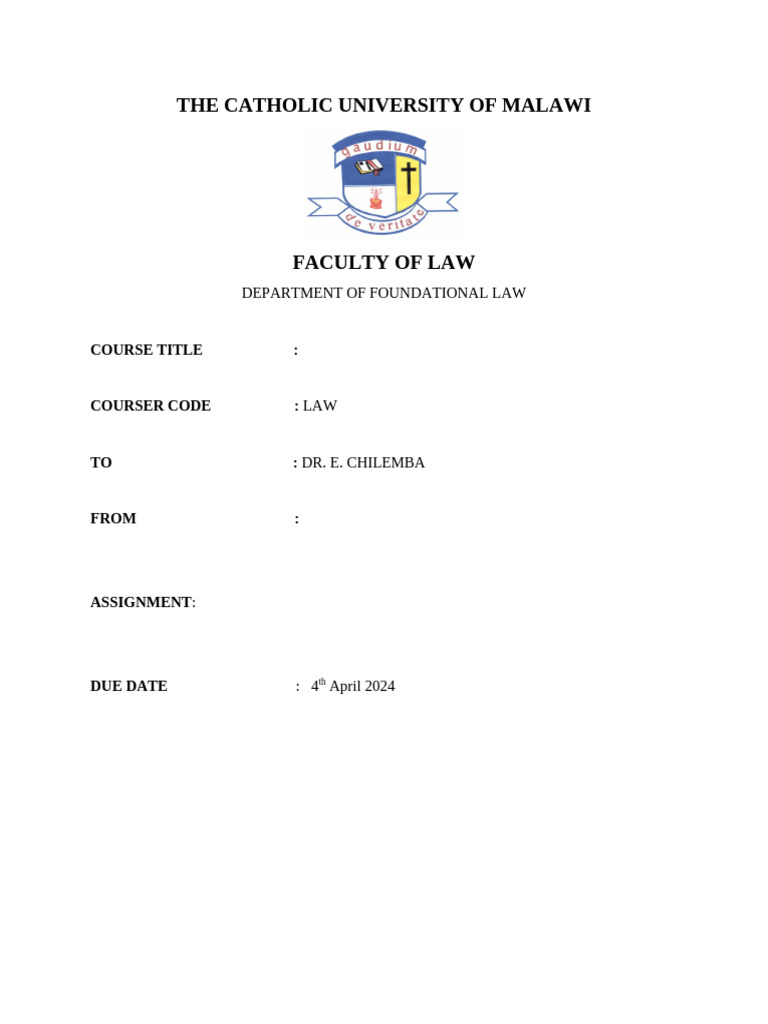 Cover Page - Intro To Law 11015 | PDF