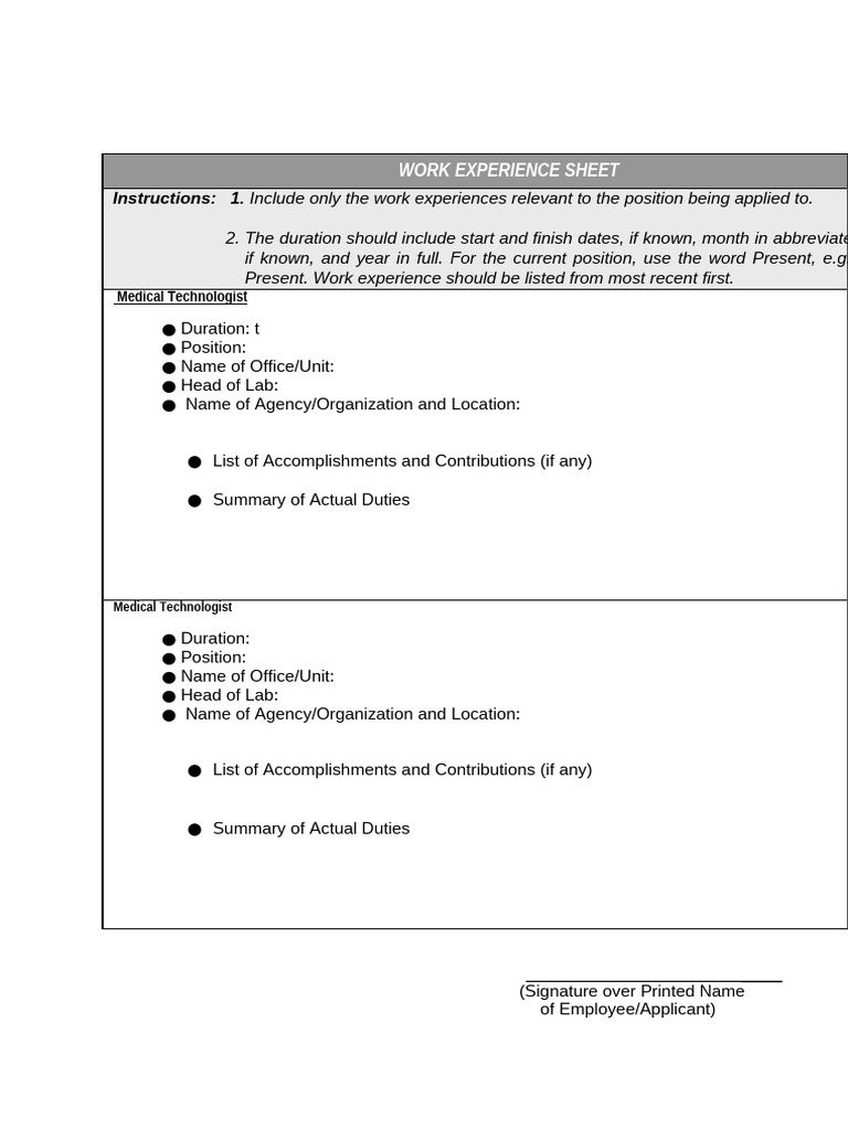 Cs Work Sheet For Job Hunt KK | PDF