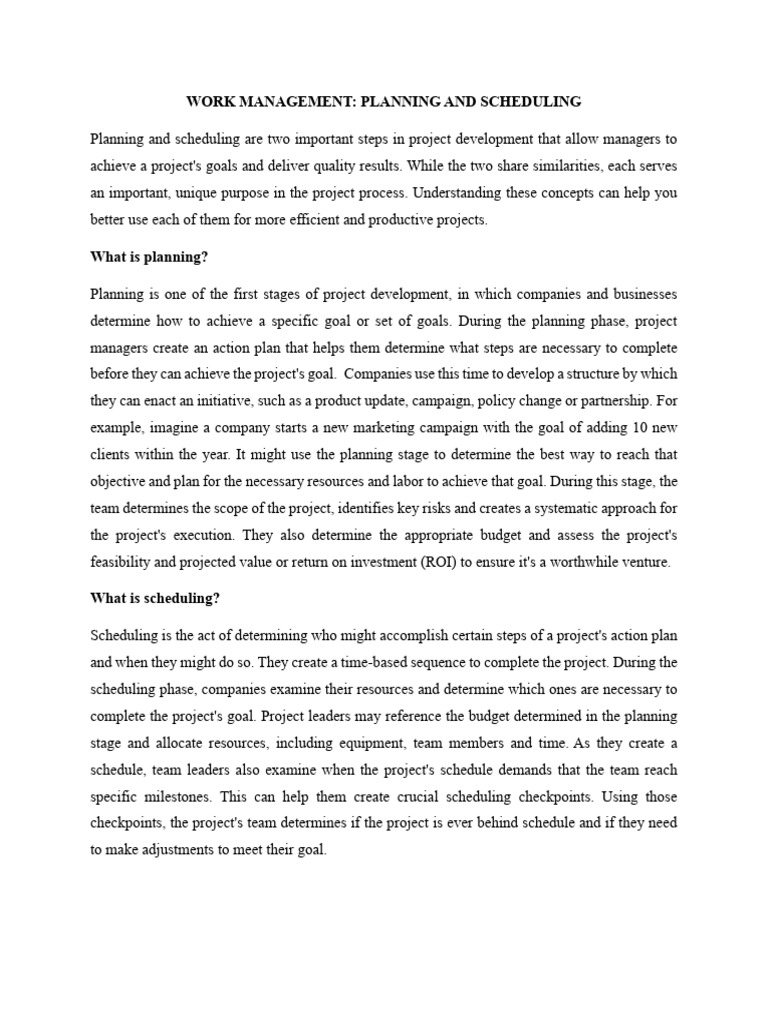 Work Management | PDF | Planning | Time Management