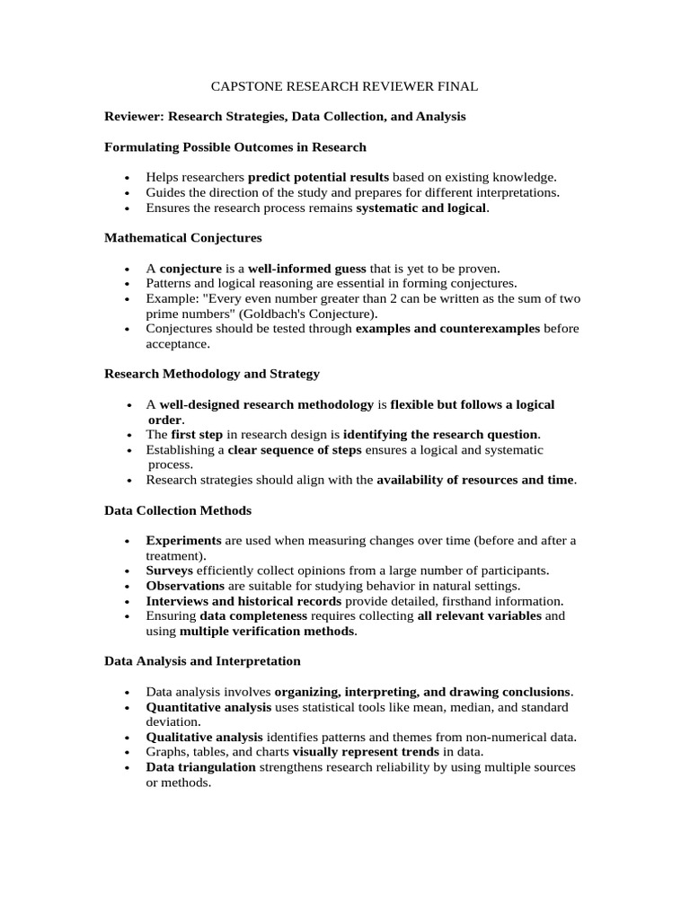Capstone Research Reviewer Final | PDF | Statistics | Data