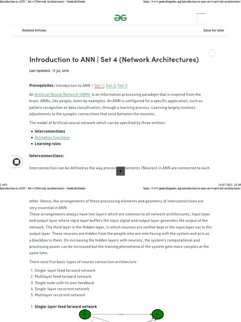 Introduction To ANN Set 4 (Network Architectures) | PDF | Feedback ...