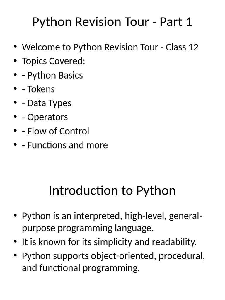 Class12 Python Revision Tour1 Detailed | PDF