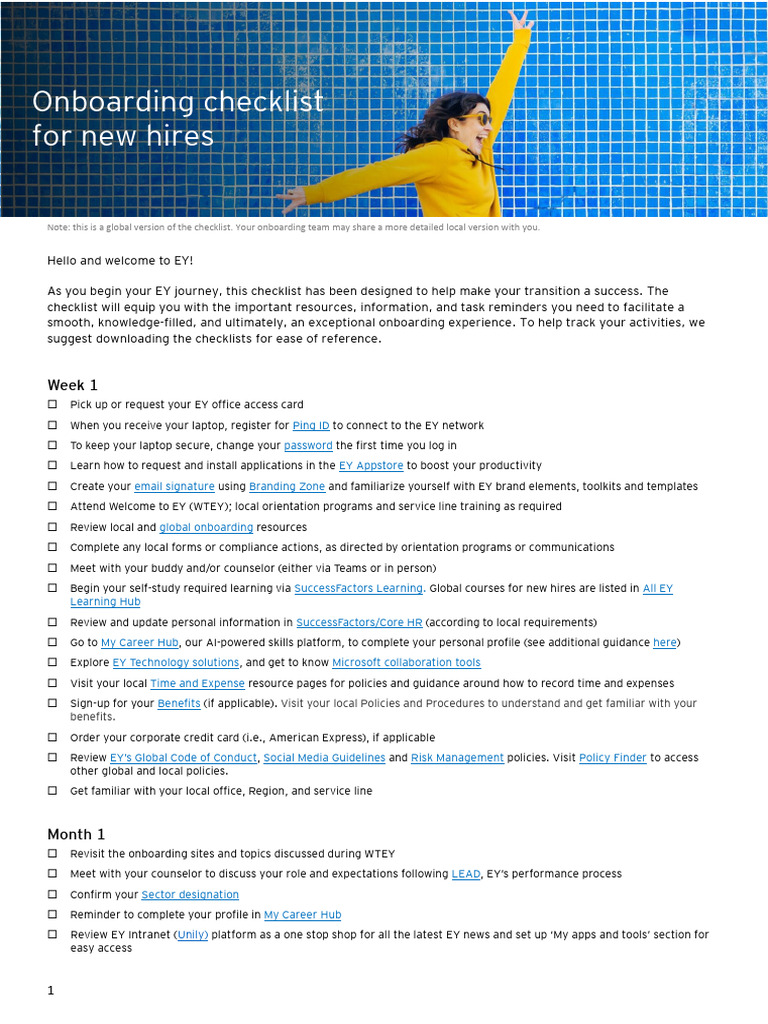 Onboarding Checklist For New Hires | PDF | Educational Technology