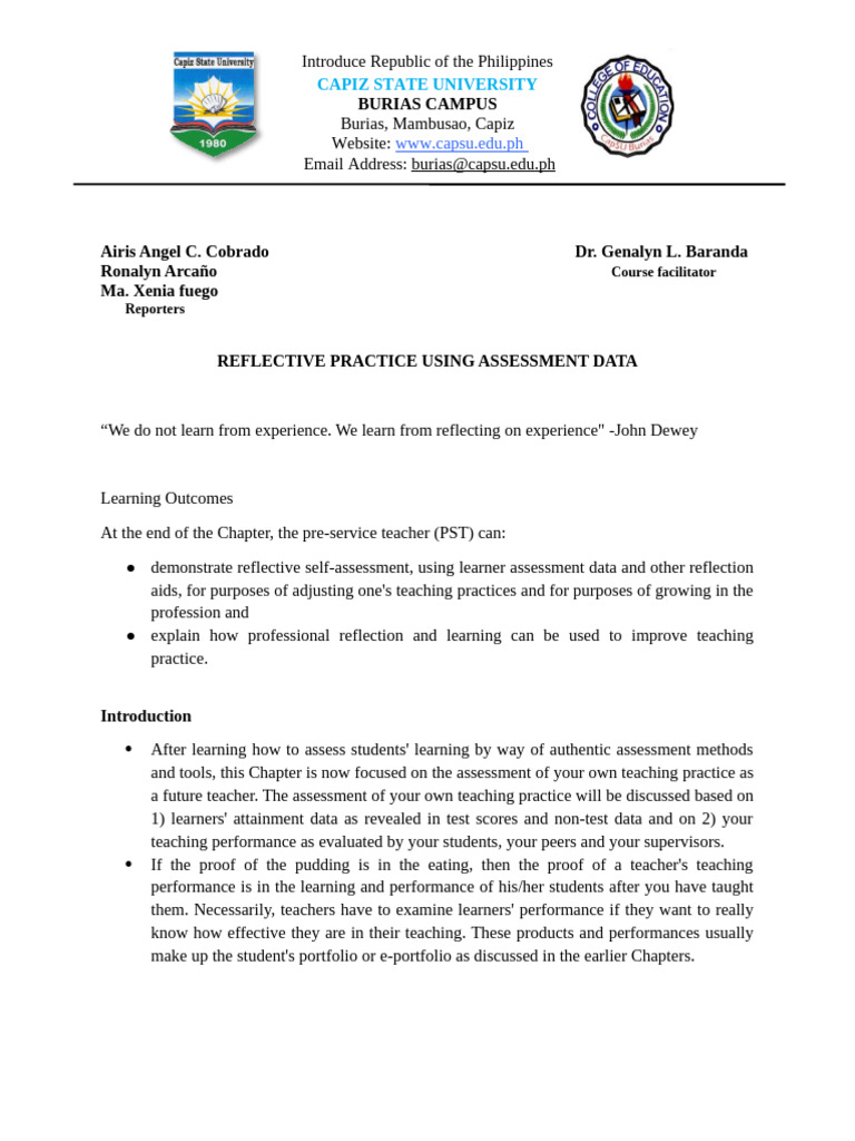 Assessment 2 Handouts - Group 11 | PDF | Reflective Practice ...