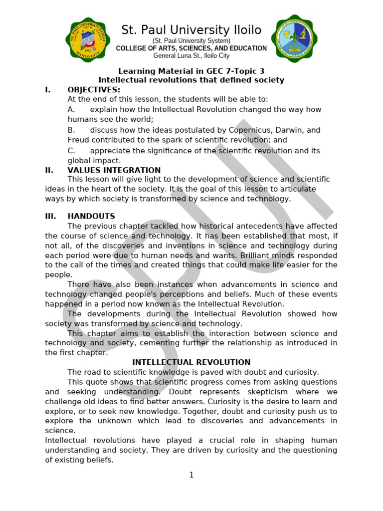 GEC 7 (STS) Topic 3-Learning Material | PDF | Psychoanalysis | Science