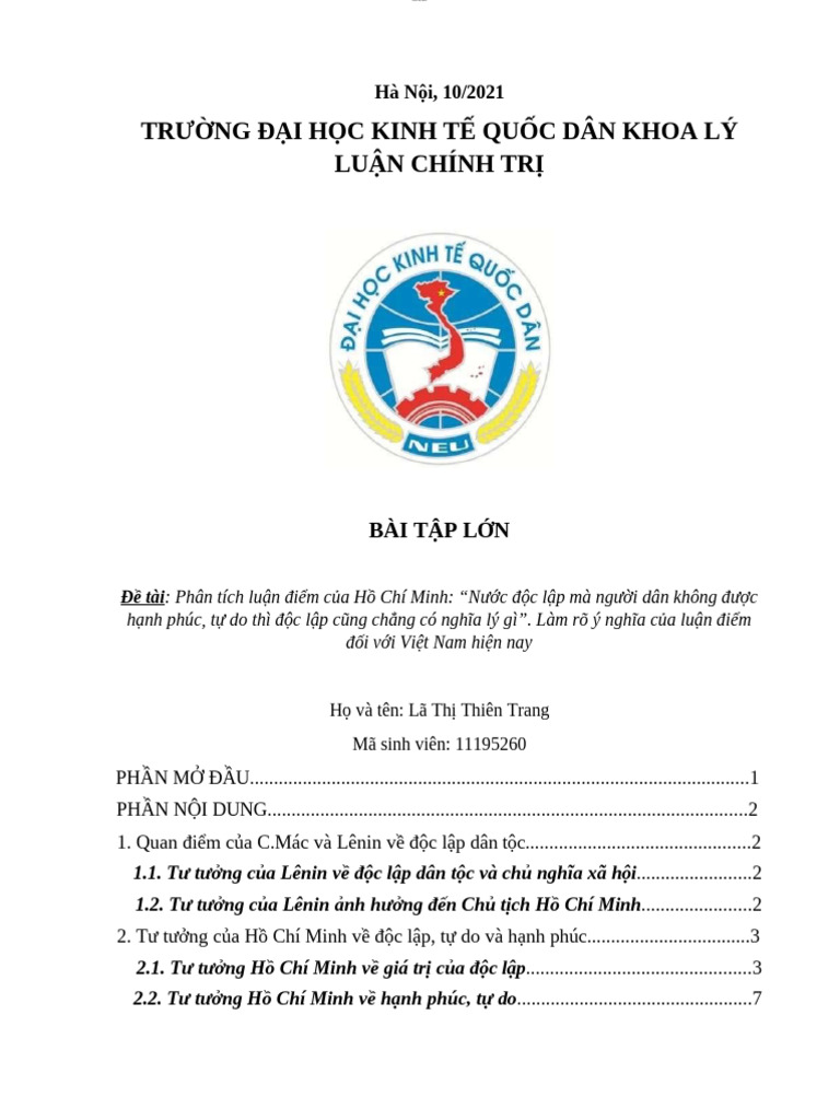 Phan Tich Luan Diem Cua Ho Chi Minh Nuoc Doc Lap Ma Nguoi Dan Khong Du ...