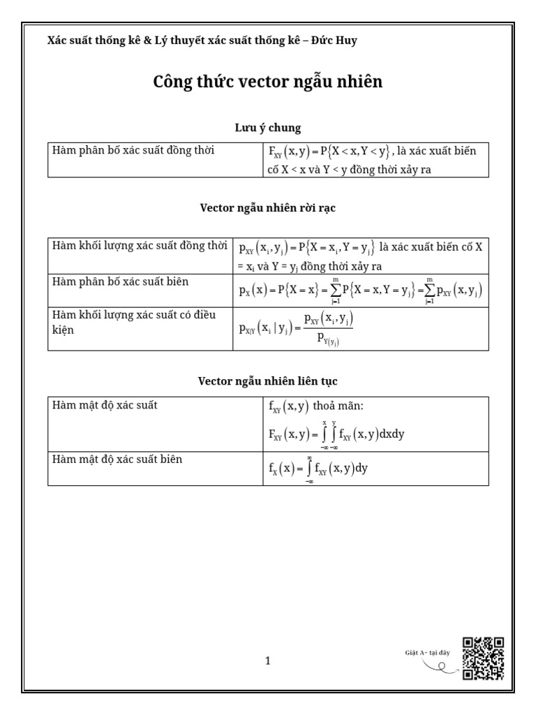 Công Thức Vector Ngẫu Nhiên Full | PDF