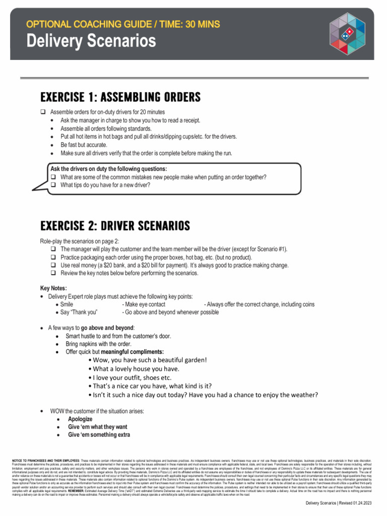 Delivery Scenarios - CG Rev3.23 | PDF | Franchising | Employment