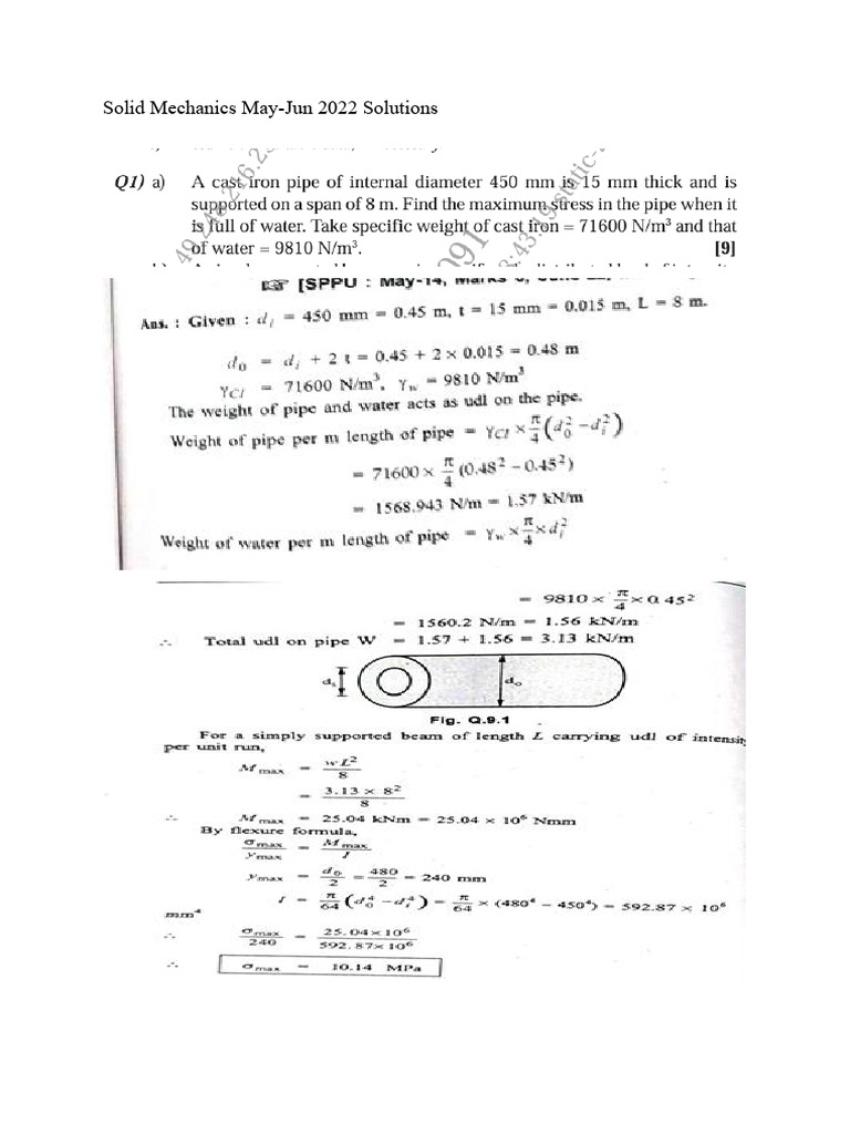 Solid Mechanics May-June 2022 Question Paper Solutions | PDF