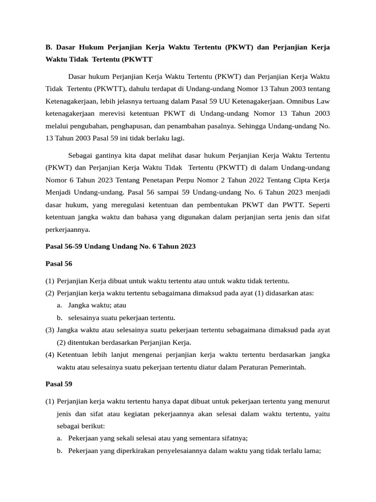 Dasar Hukum PKWT 2 | PDF