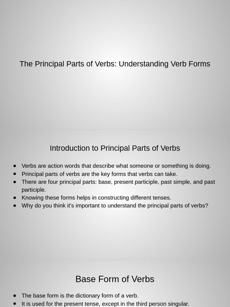 The Principal Parts of Verbs | PDF | Verb | Grammatical Tense