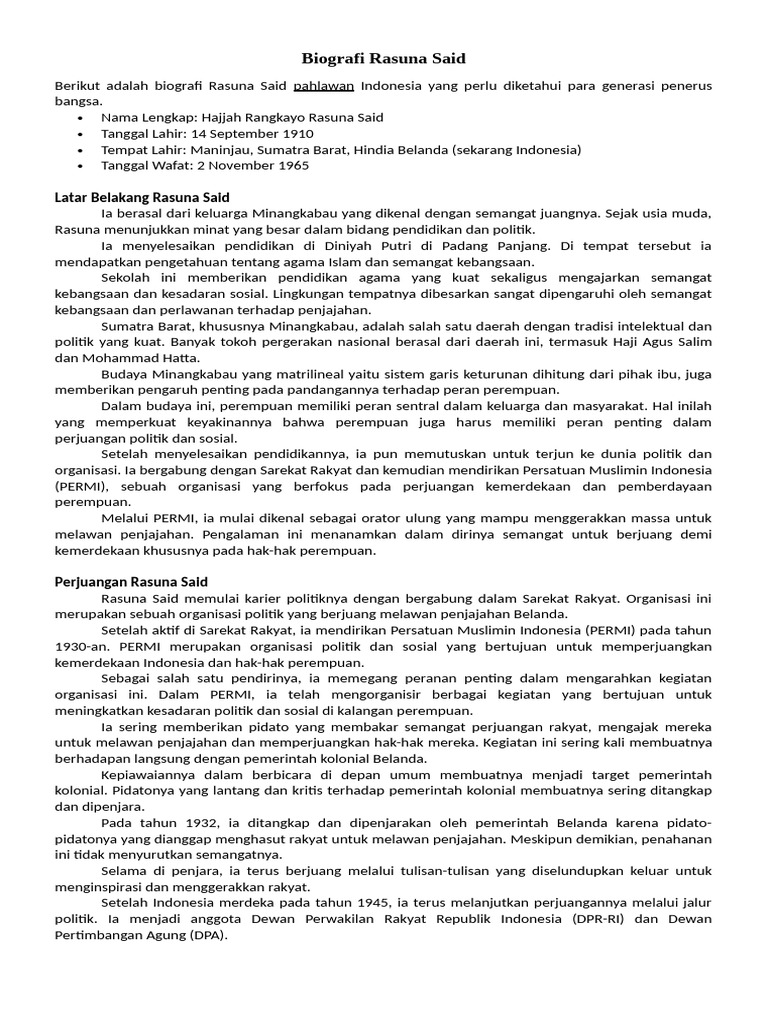 Biografi Rasuna Said | PDF