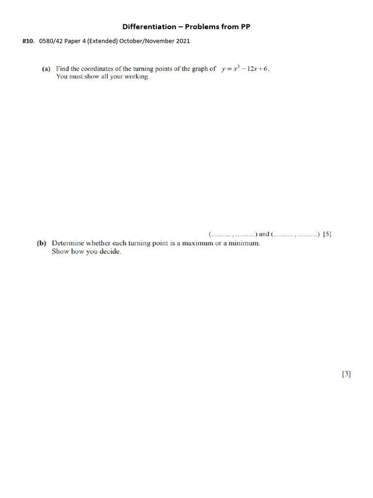 Differentiation - Problems From PP Nov 2021 | PDF